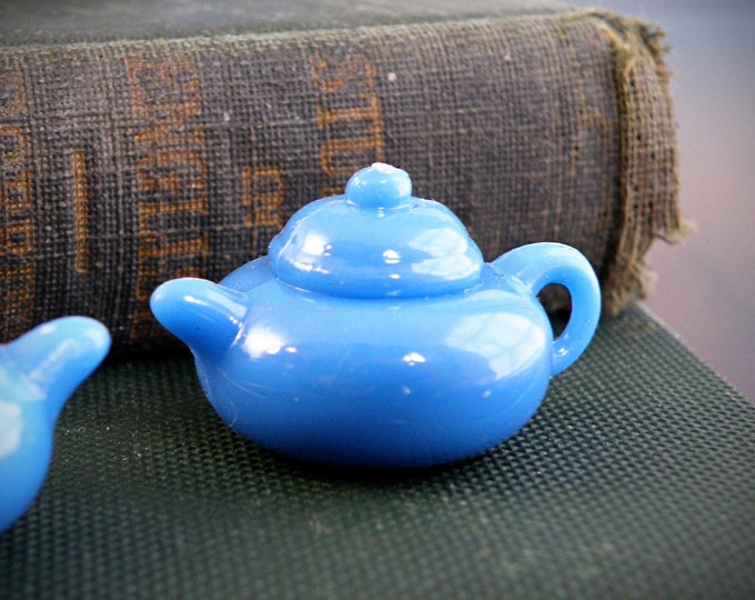 Miniature Blue Teapots qty 4 Solid Plastic Charms - Etsy