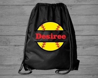 Girls Softball Drawstring Backpack - Etsy