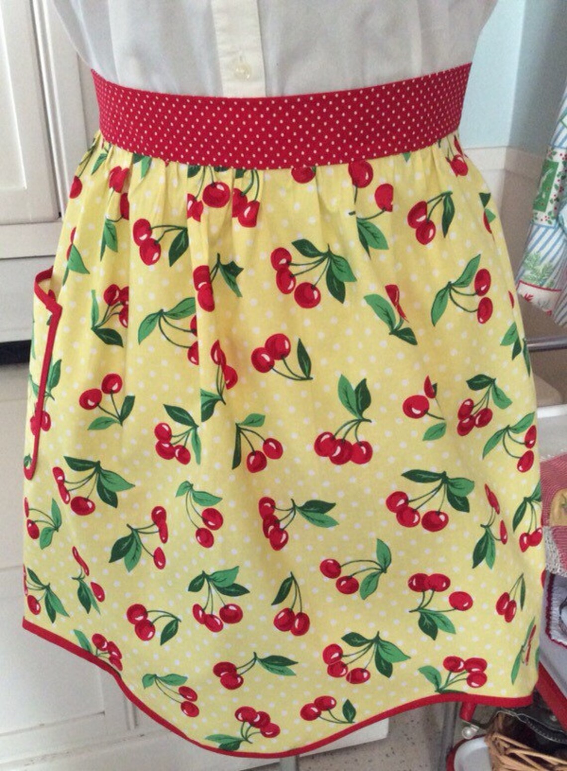 Cherry Apron Retroland Original Cherry Apron Cherry Apron With - Etsy