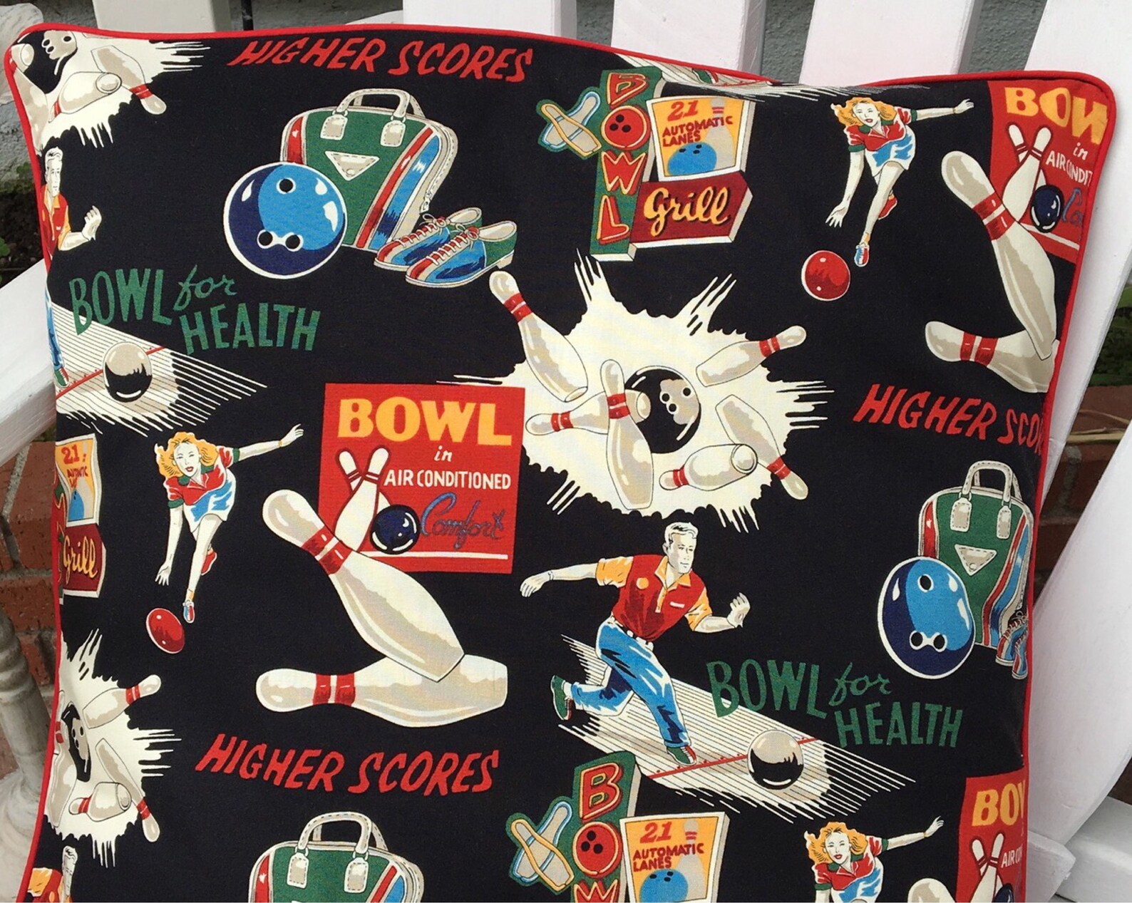 Retro Bowling Pillow Cover Alexander Henry Bowl For | Etsy