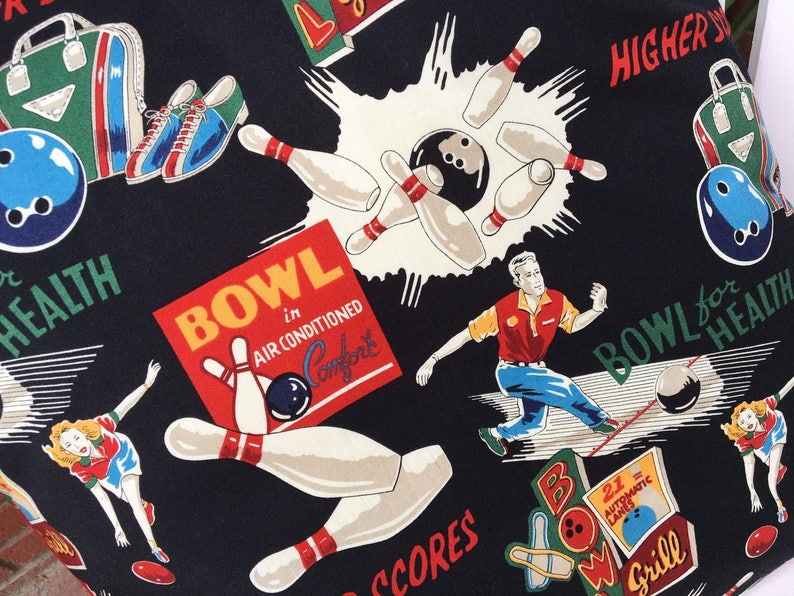 Retro Bowling Pillow Cover Alexander Henry bowl for - Etsy