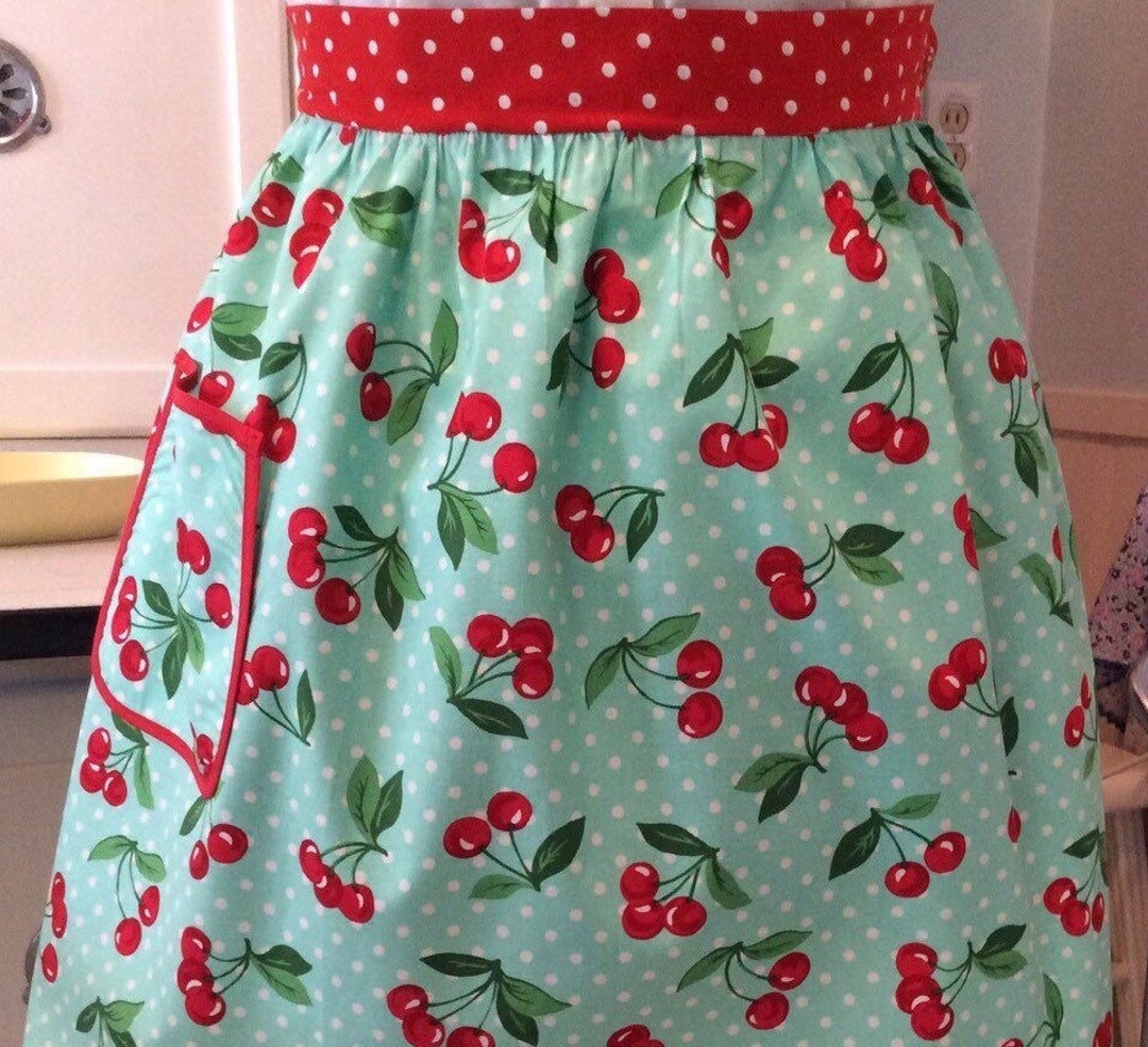 Cherry Apron Retro Cherry Apron, Aqua Retroland Original Cherry Apron ...