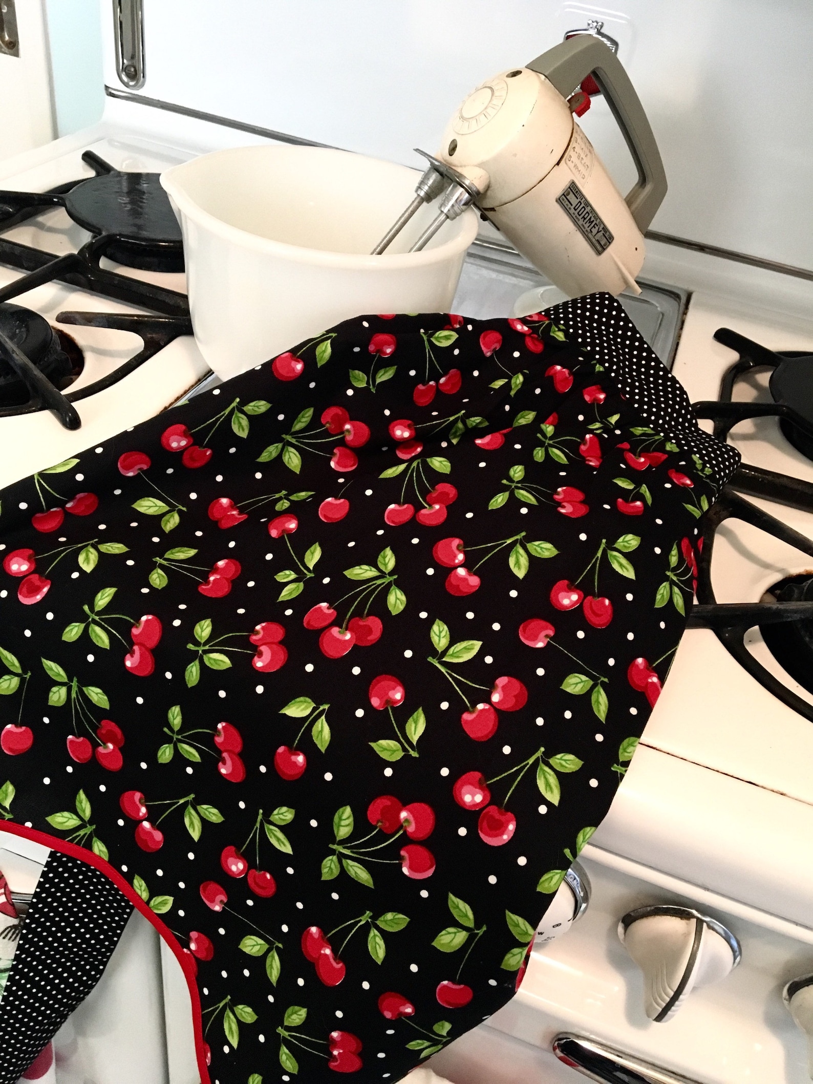 Cherry Apron Black Retroland Original Half Retro Cherry - Etsy