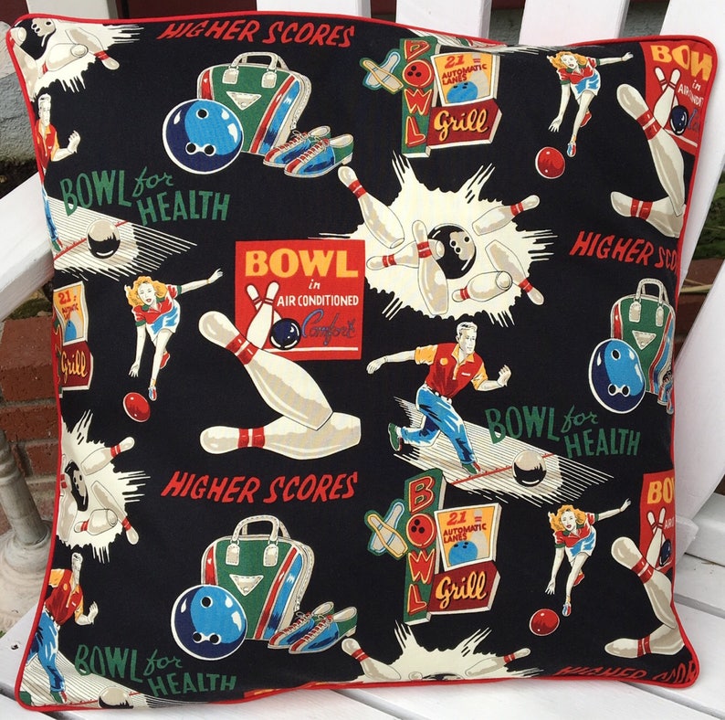 Retro Bowling Pillow Cover Alexander Henry bowl for - Etsy