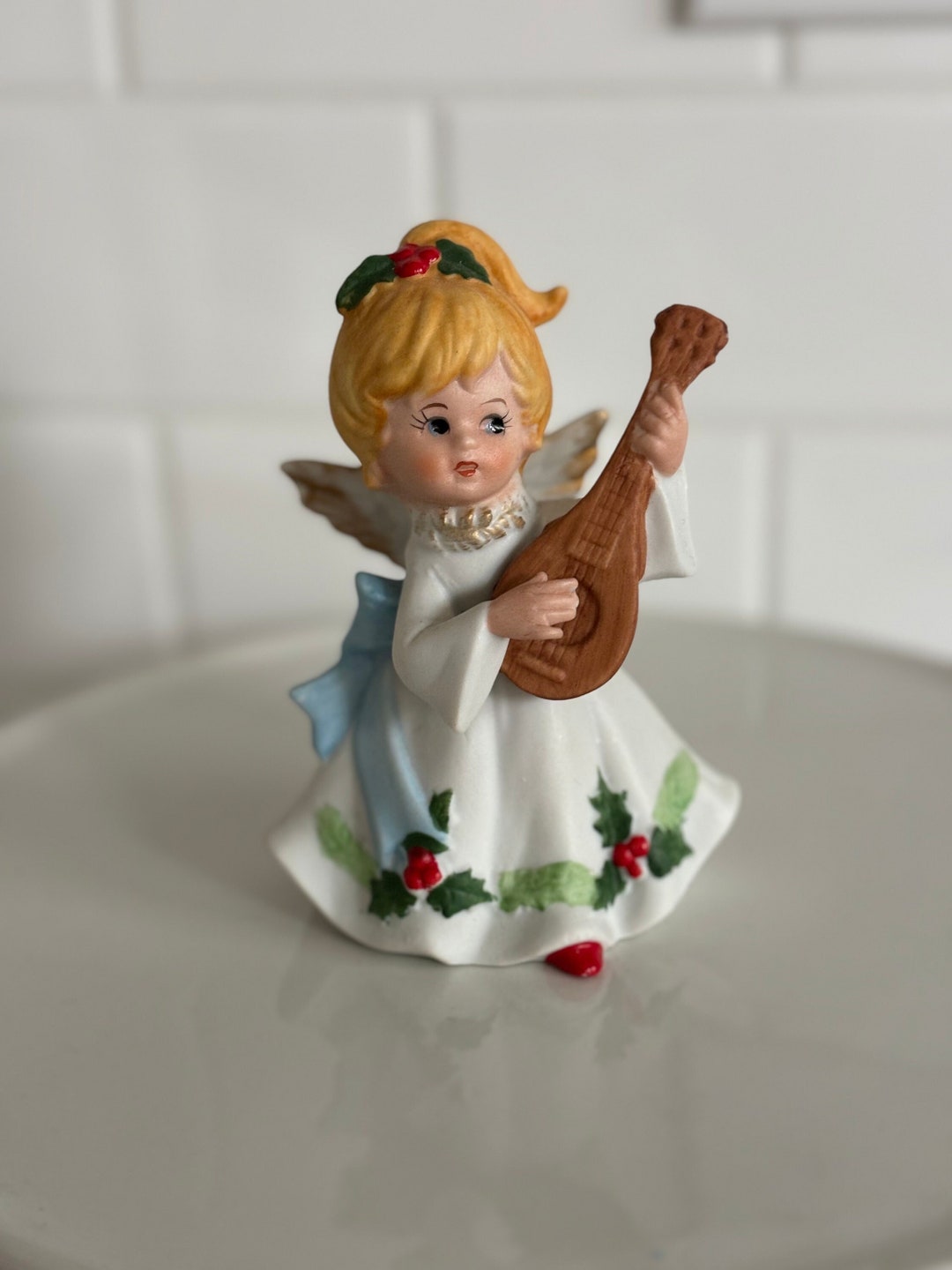 Homco Christmas Angel With Mandolin, Homco Taiwan Christmas Angel - Etsy