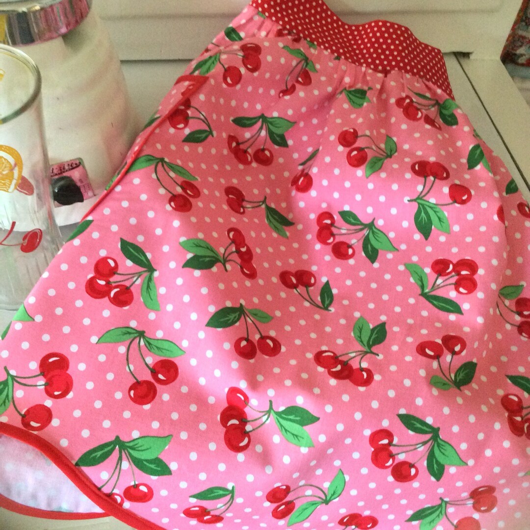 Cherry Apron, Pink Retroland Original Half Retro Cherry Apron in Pink ...