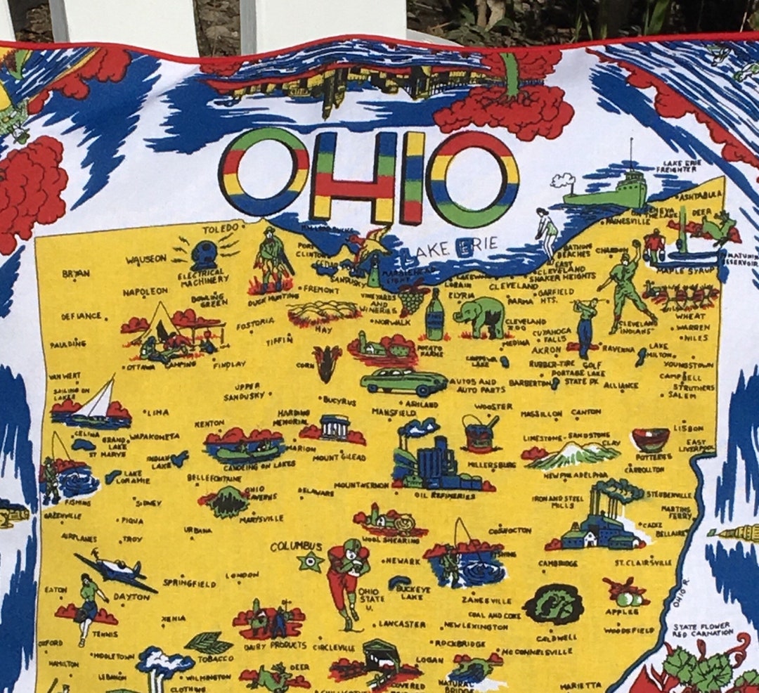 Retro Ohio State Map Pillow Cover, 18" Retro Ohio Pillow Cover, Ohio ...