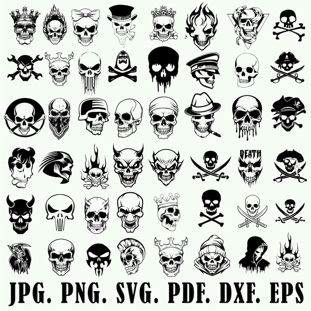 Skull Svg Bundle, Skull Png Files, Sugar Skulls Svg, Skull Cut Files ...