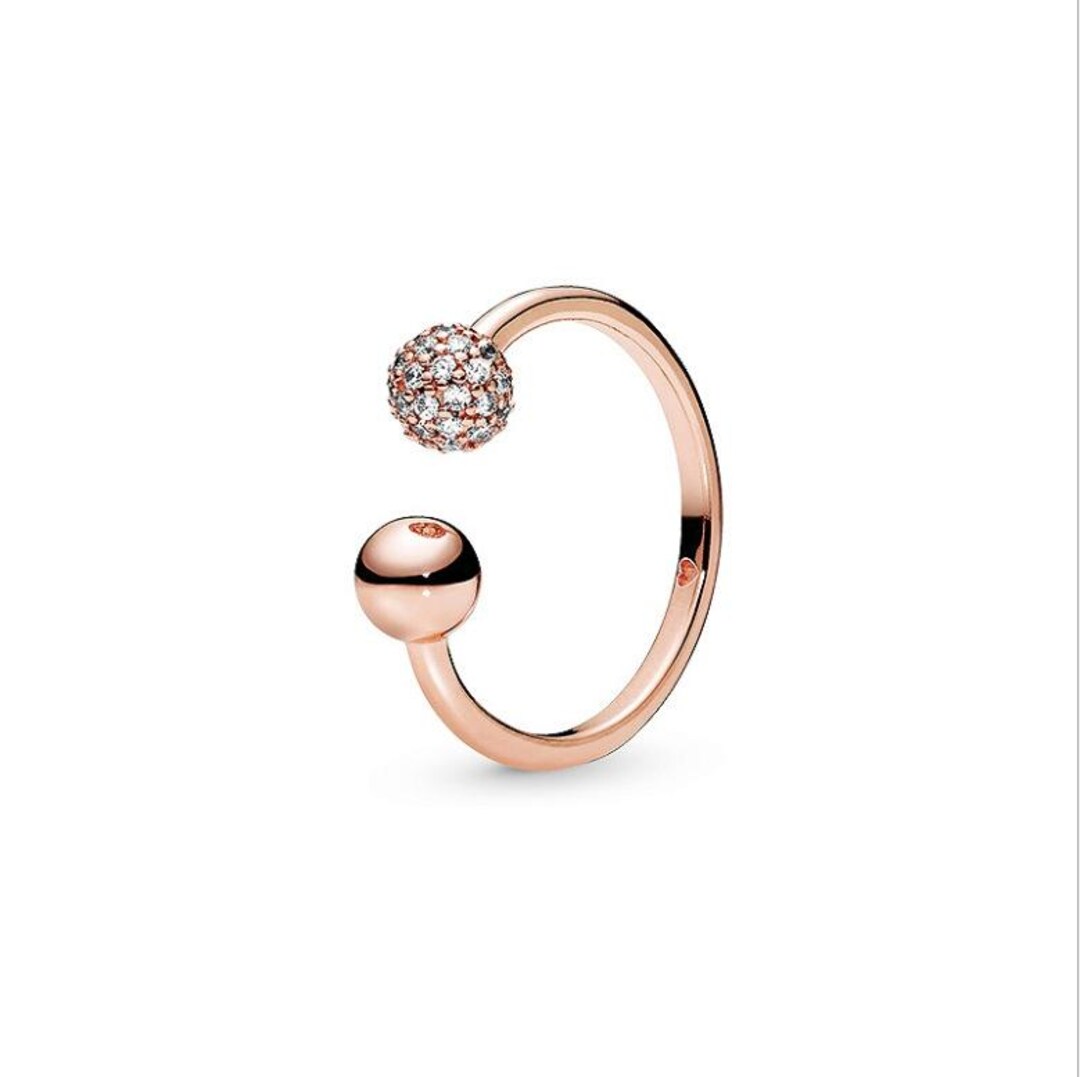 Pandora Polished & Pave Bead Open Ring Size - Etsy