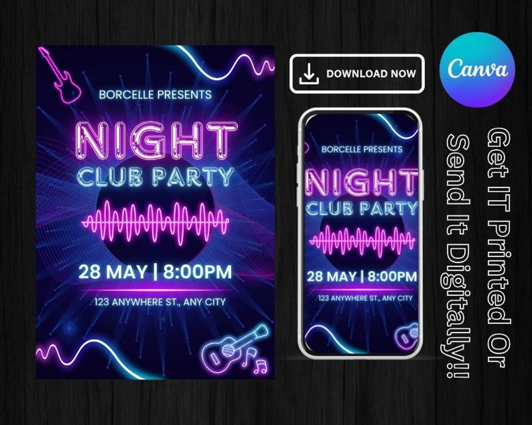 Editable and Customizable Night Club Party Invitation Card-club Flyer ...