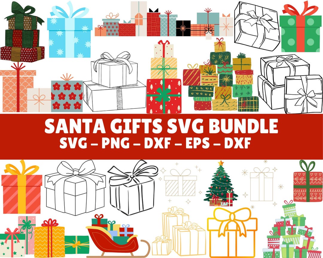 Christmas Gift Box SVG Bundle, Santa Gift Box SVG, Christmas Eve Gift ...