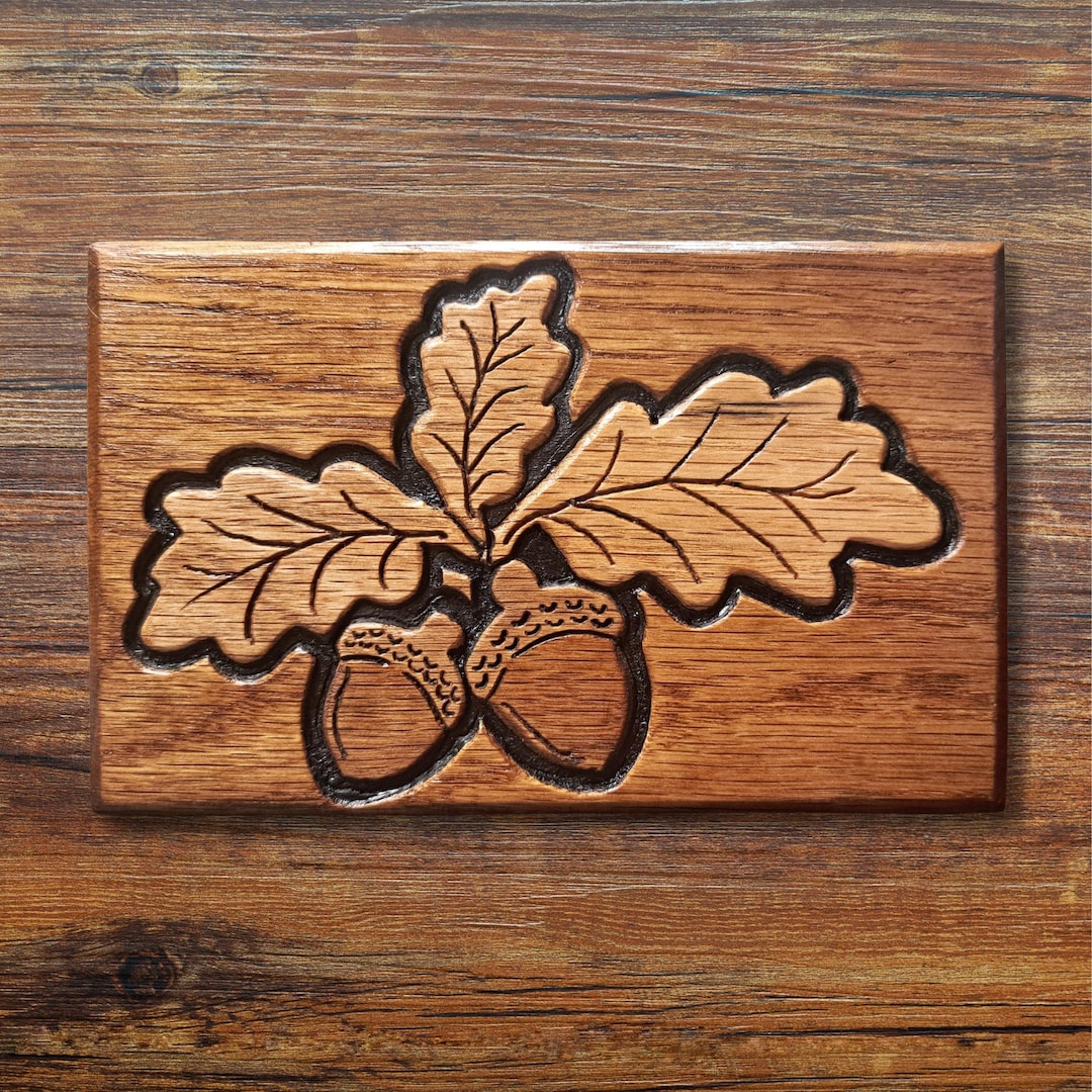 Handmade Oak Leaf and Acorn Carving in Reclaimed - Etsy