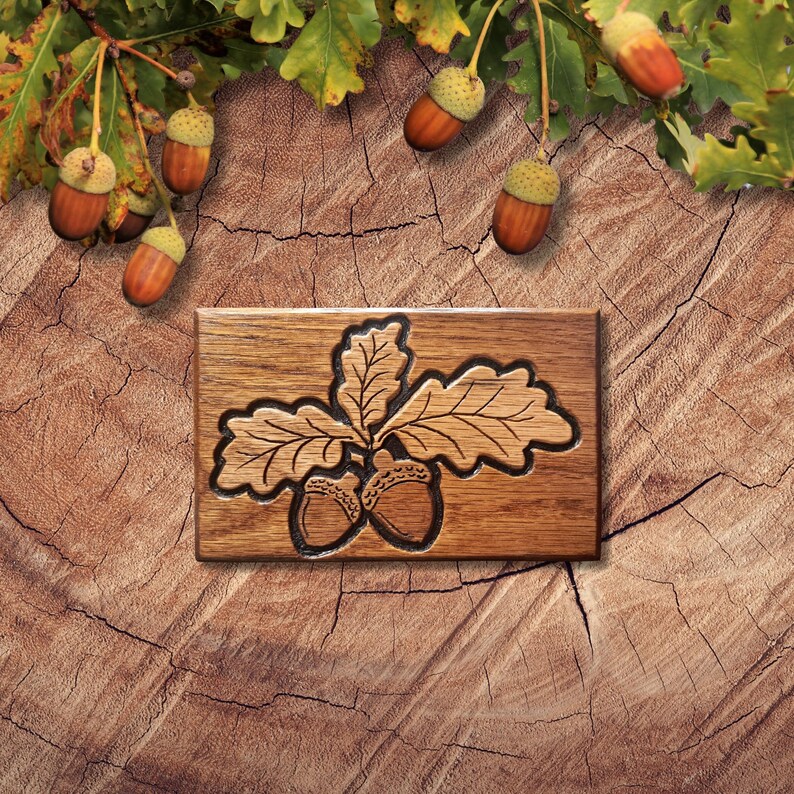 Handmade Oak Leaf and Acorn Carving in Reclaimed - Etsy