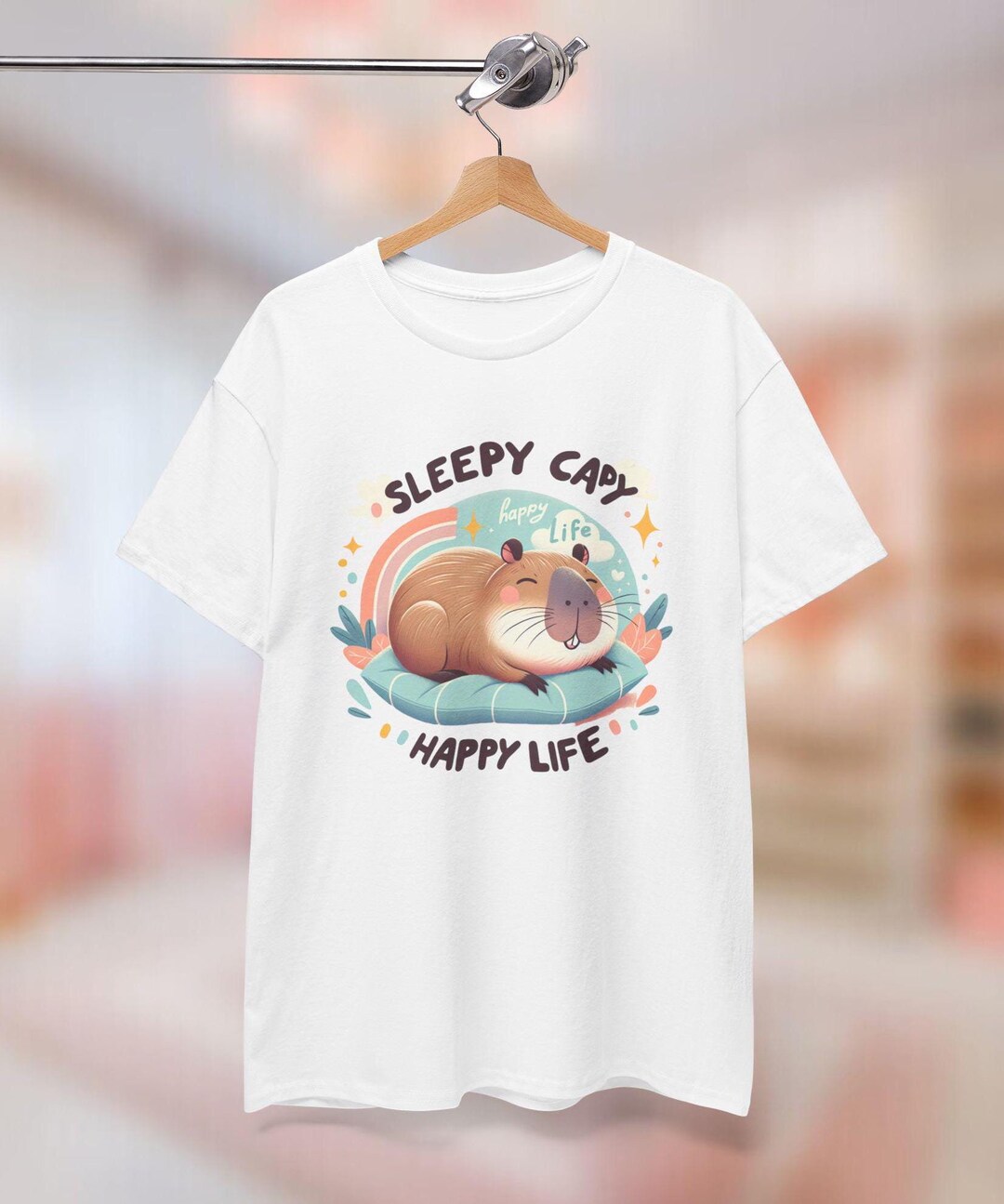 Cute Capybara sleepy Capy Funny T-shirt, Limited Edition Vintage Tee ...