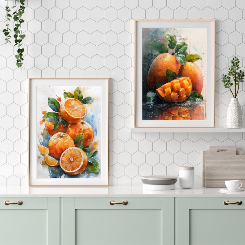 Orange Fruit Poster Printable Painting Kitchen Wall Art Instant ...