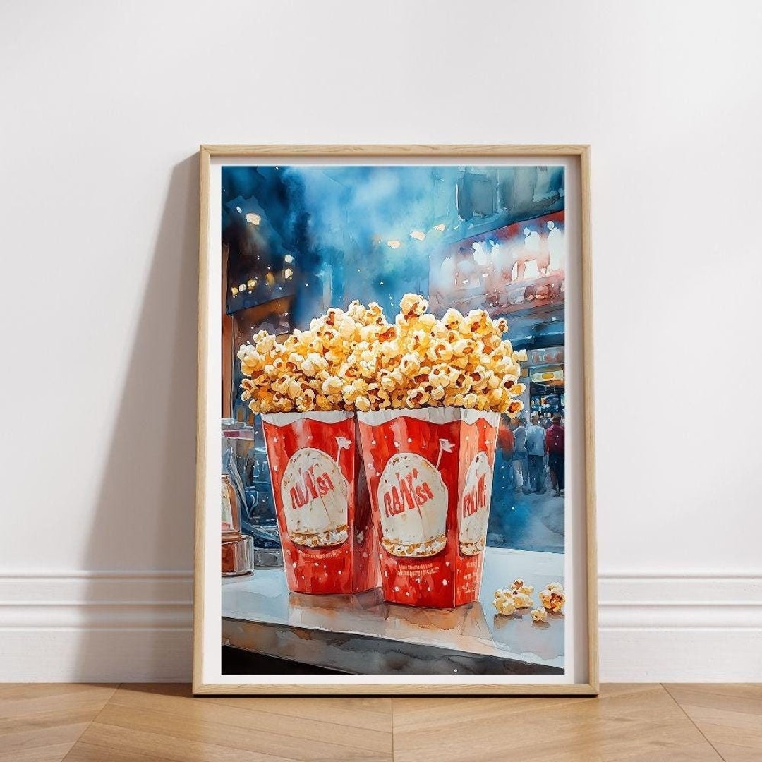 Popcorn Poster Printable Painting Kitchen Wall Art Instant Download ...
