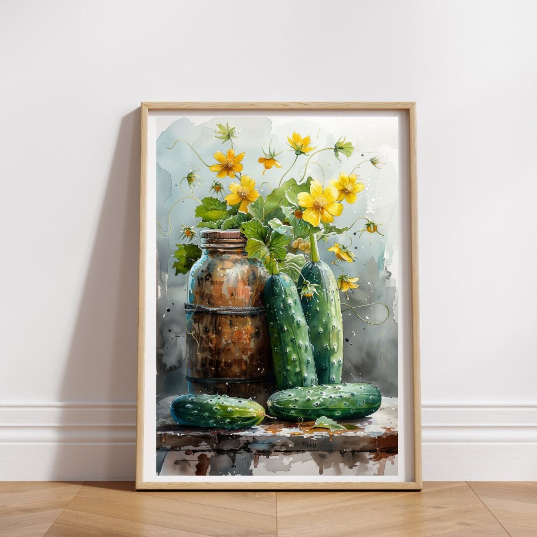 Cucumber Poster Printable Painting Kitchen Wall Art Instant Download ...