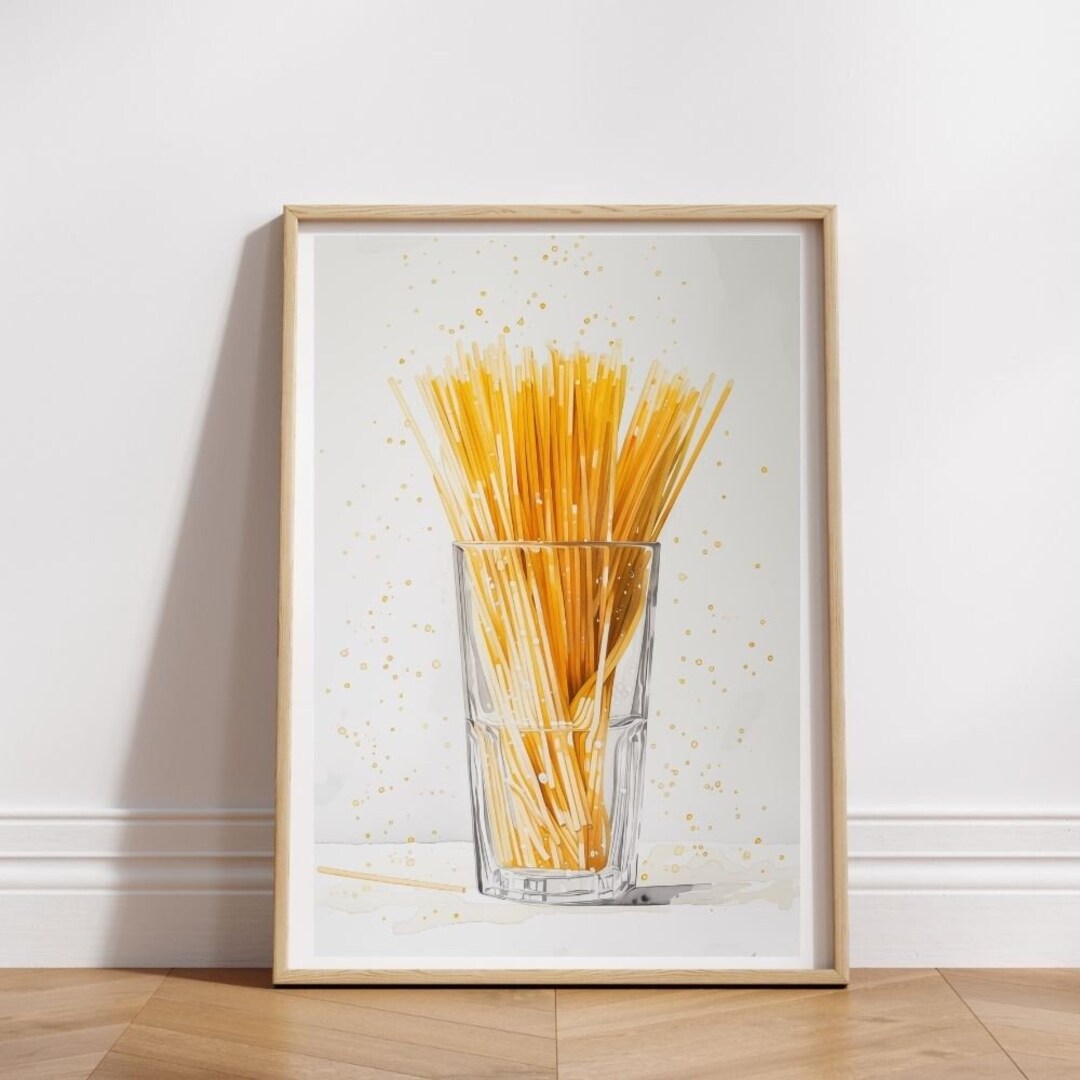 Spaghetti Pasta Poster Printable Painting Kitchen Wall Art Instant ...