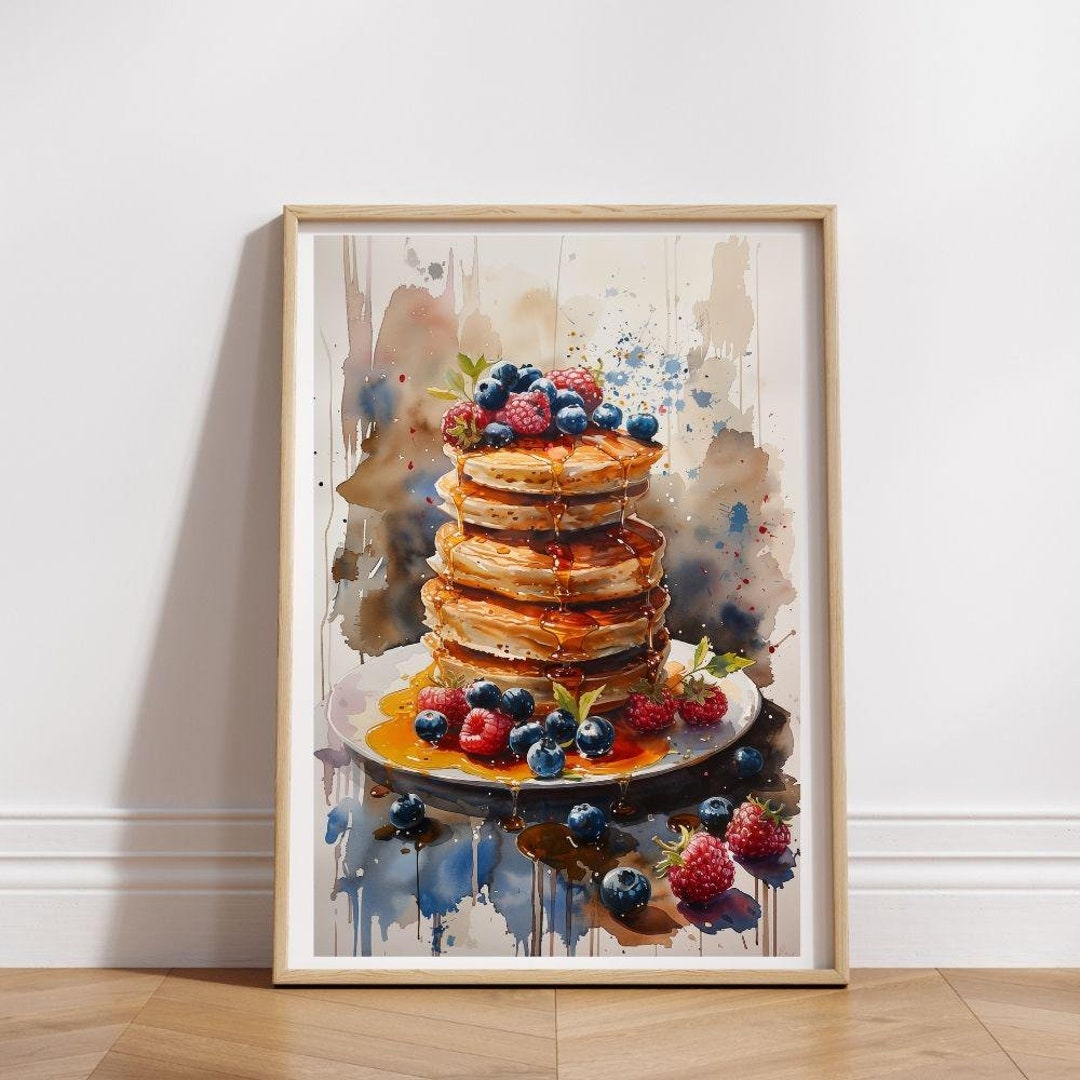 Pancakes Poster Printable Painting Kitchen Wall Art Instant Download ...