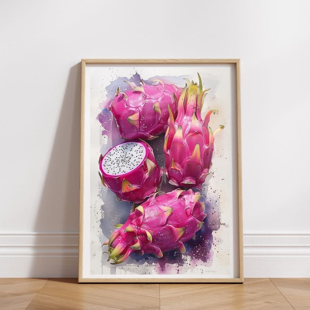 Dragonfruit Fruit Poster Printable Painting Kitchen Wall Art Instant ...