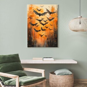 Halloween Bats Poster Printable Painting Wall Art Instant Download ...