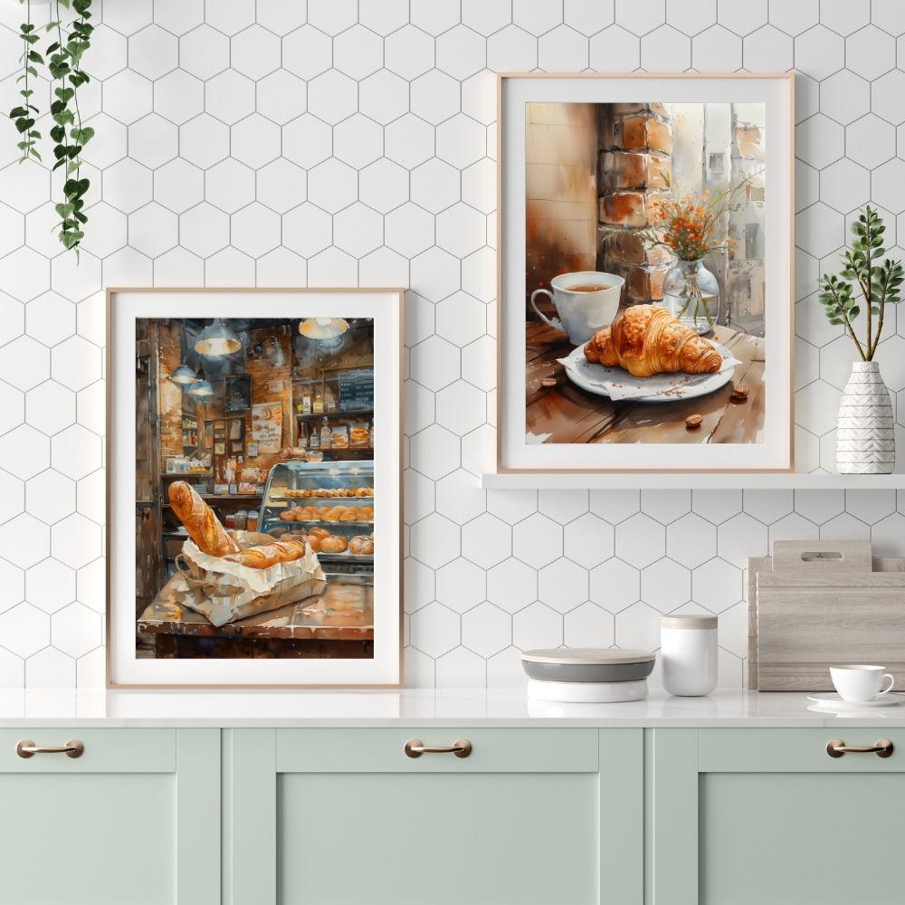 Croissant Poster Printable Painting Kitchen Wall Art Instant Download ...