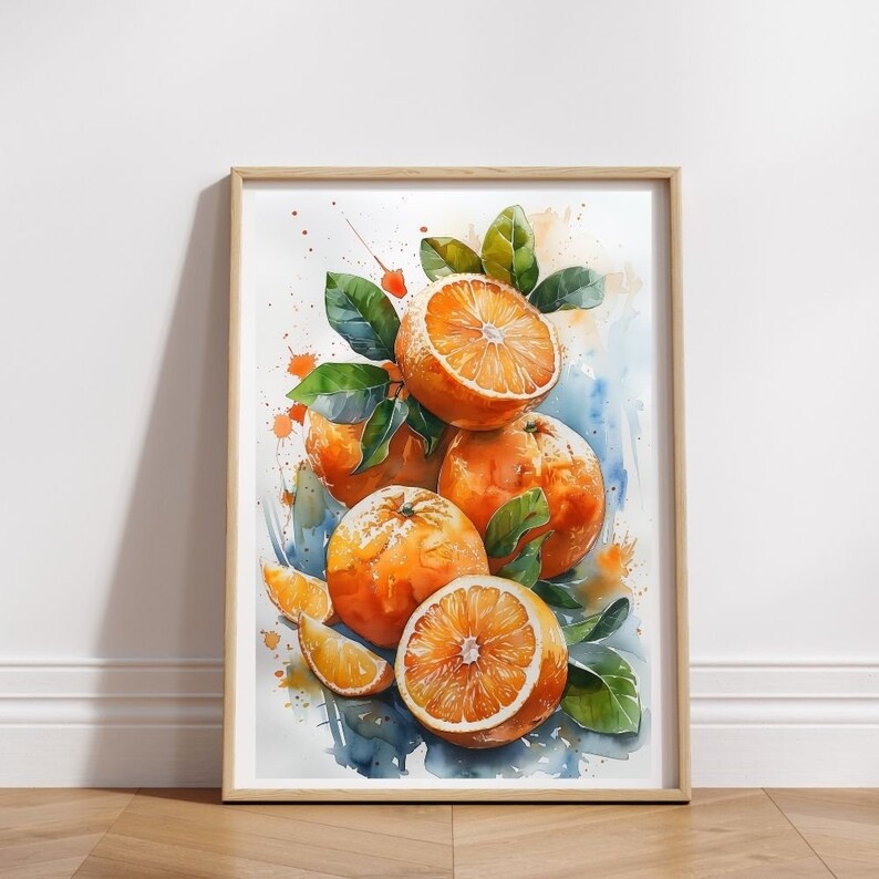 Orange Fruit Poster Printable Painting Kitchen Wall Art Instant ...