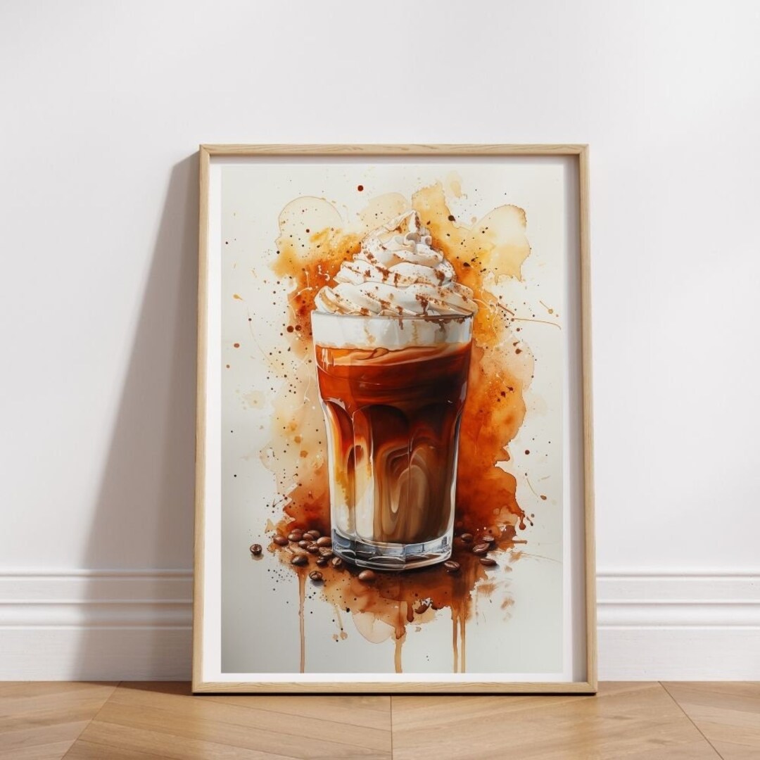 Iced Coffee Poster Printable Painting Kitchen Wall Art Instant Download ...