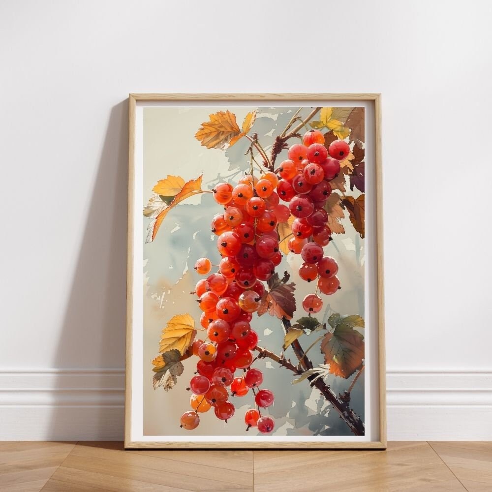 Currant Fruit Poster Printable Painting Kitchen Wall Art Instant ...