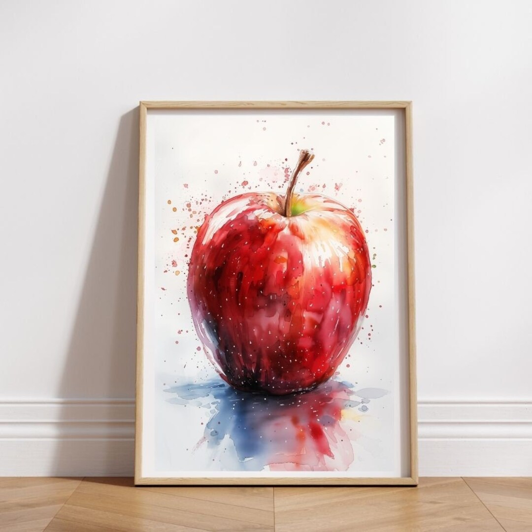Apple Fruit Poster Printable Painting Kitchen Wall Art Instant Download ...