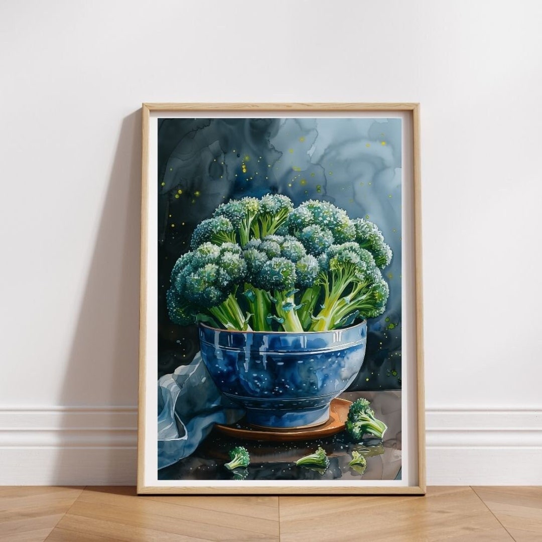 Broccoli Poster Printable Painting Kitchen Wall Art Instant Download ...