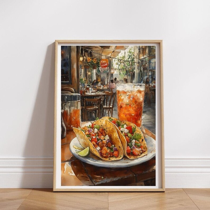 Taco Poster Printable Painting Kitchen Wall Art Instant Download ...