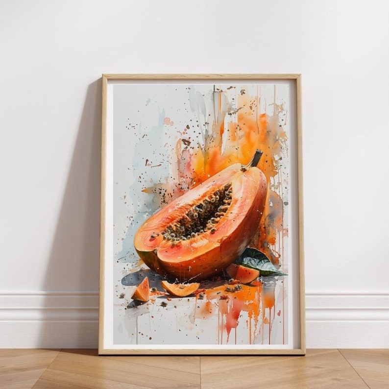Papaya Fruit Poster Printable Painting Kitchen Wall Art Instant ...