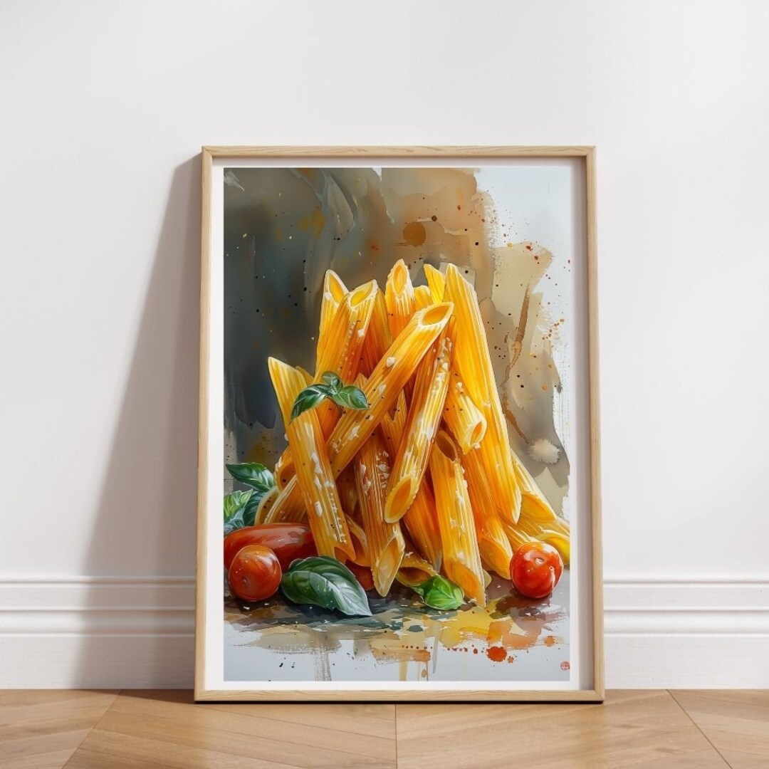 Penne Pasta Poster Printable Painting Kitchen Wall Art Instant Download ...
