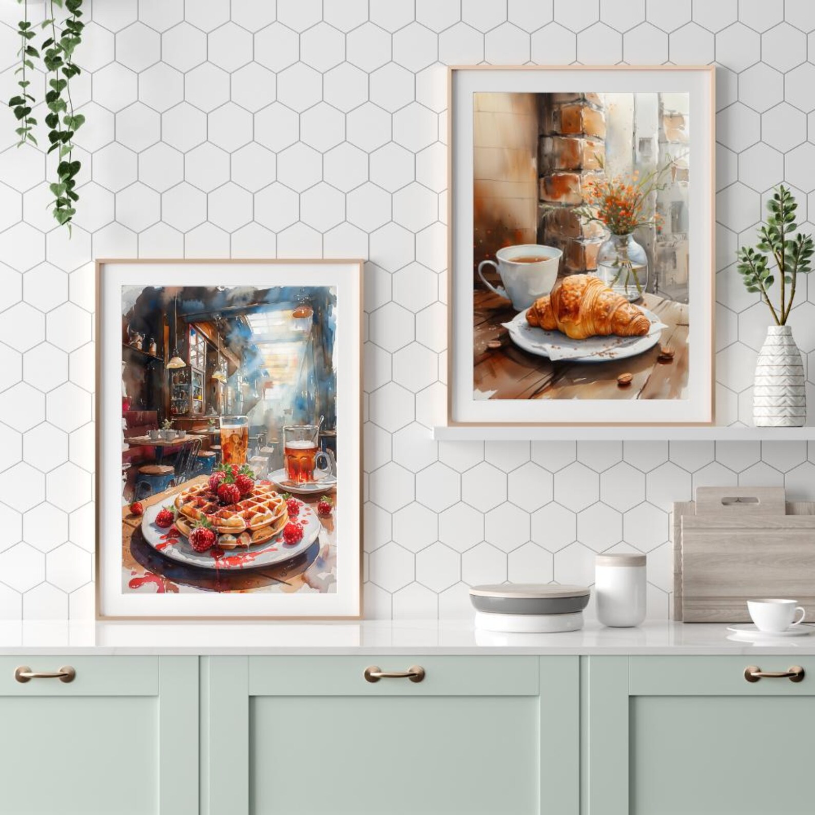 Waffle Poster Printable Painting Kitchen Wall Art Instant Download ...