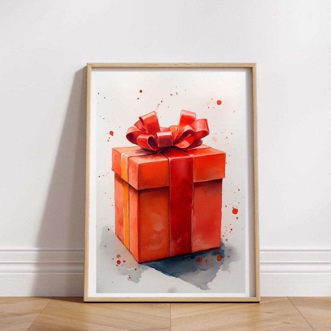 Christmas Present Poster Printable Painting Wall Art Instant Download ...