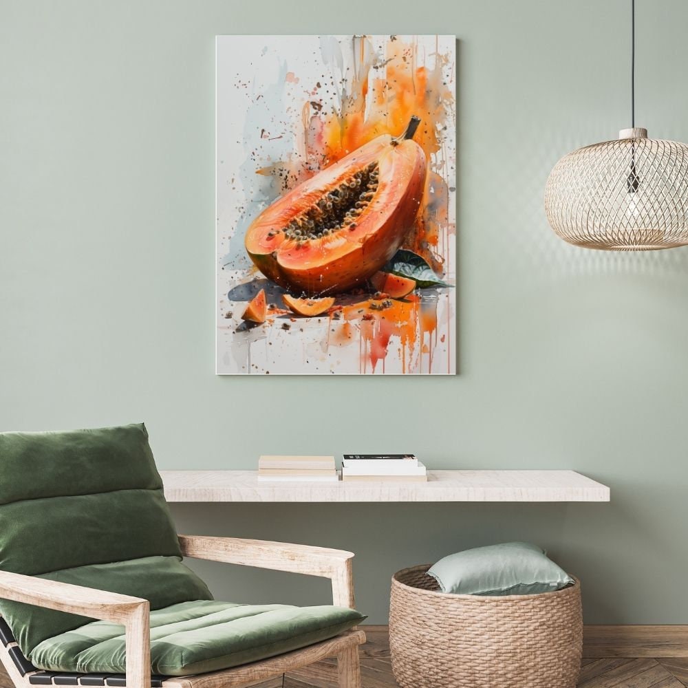 Papaya Fruit Poster Printable Painting Kitchen Wall Art Instant ...