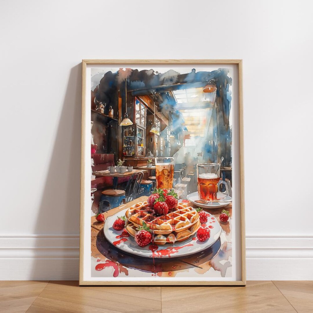 Waffle Poster Printable Painting Kitchen Wall Art Instant Download ...