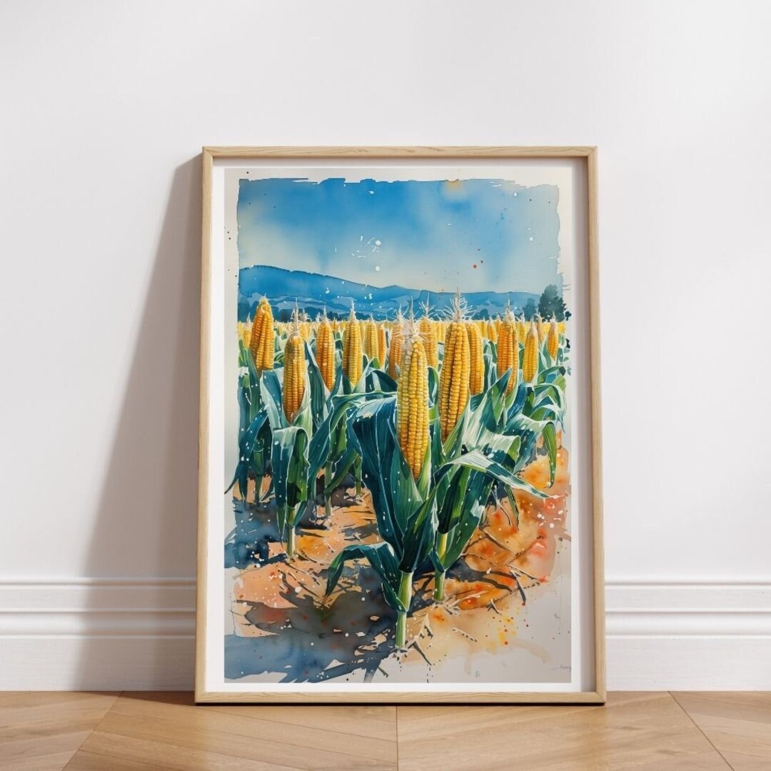 Corn Poster Printable Painting Kitchen Wall Art Instant Download ...