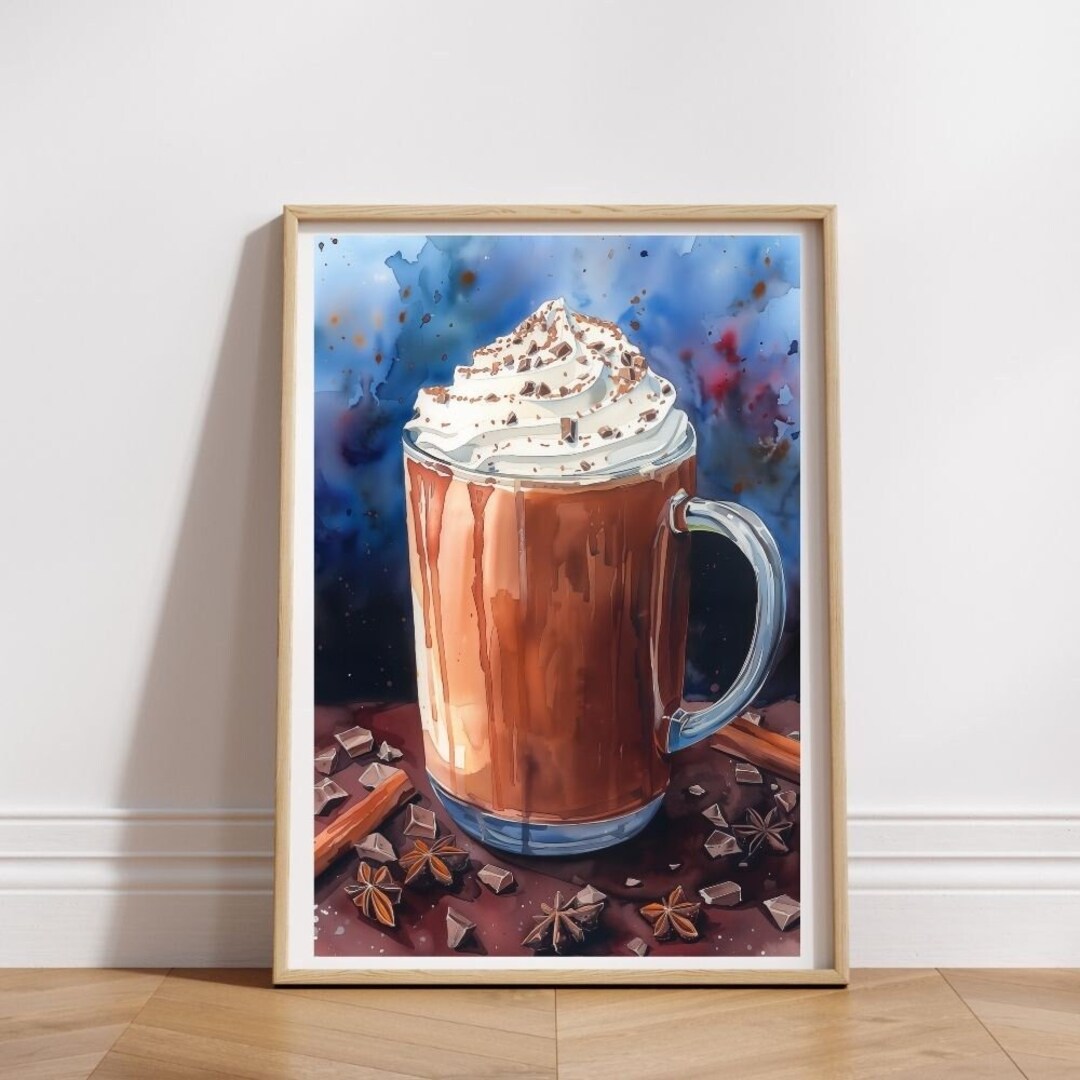 Hot Chocolate Poster Printable Painting Kitchen Wall Art Instant ...