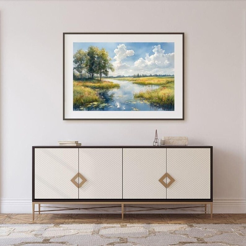 Spring River Poster Printable Painting Wall Art Instant Download ...