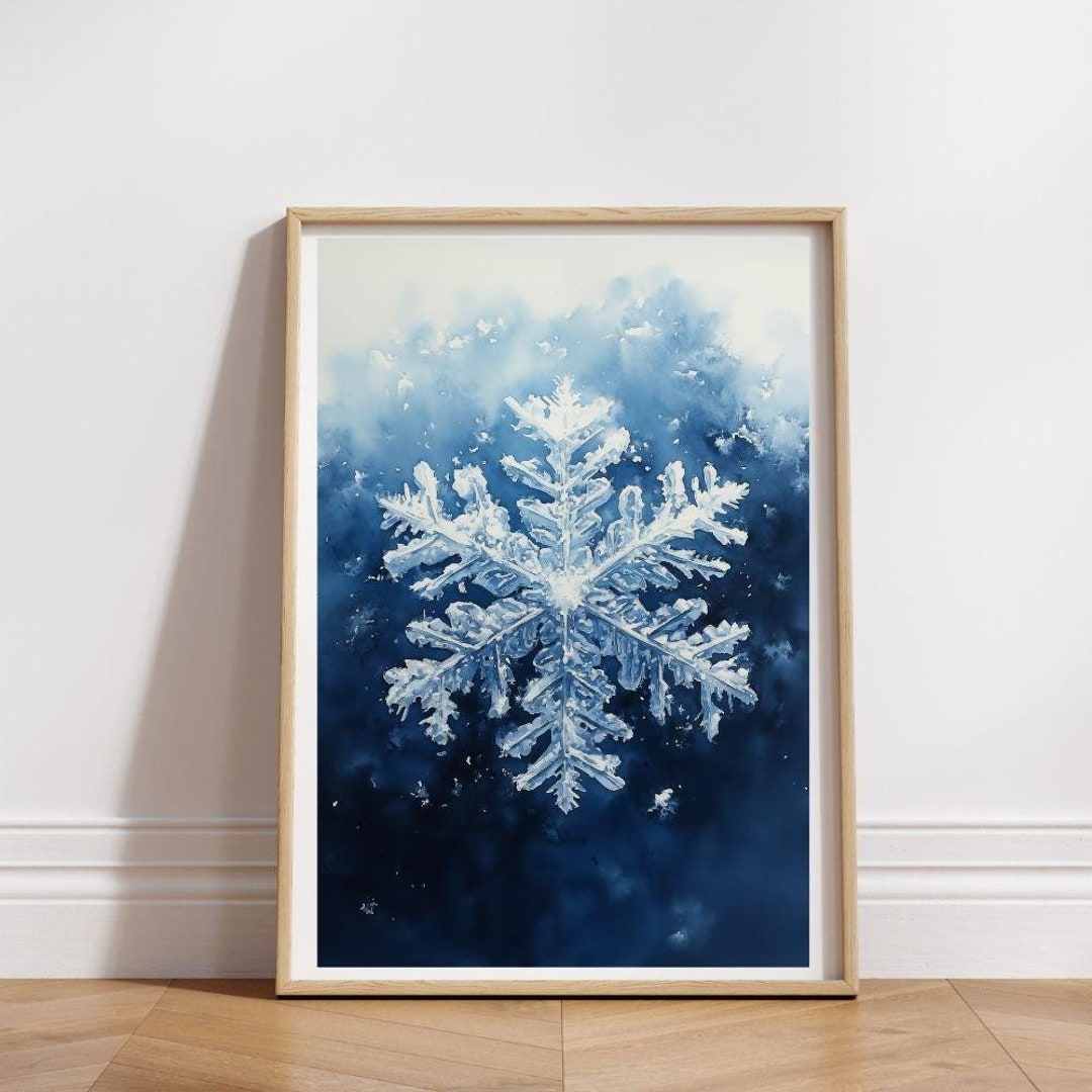 Snowflake Poster Printable Painting Wall Art Instant Download Wallpaper ...