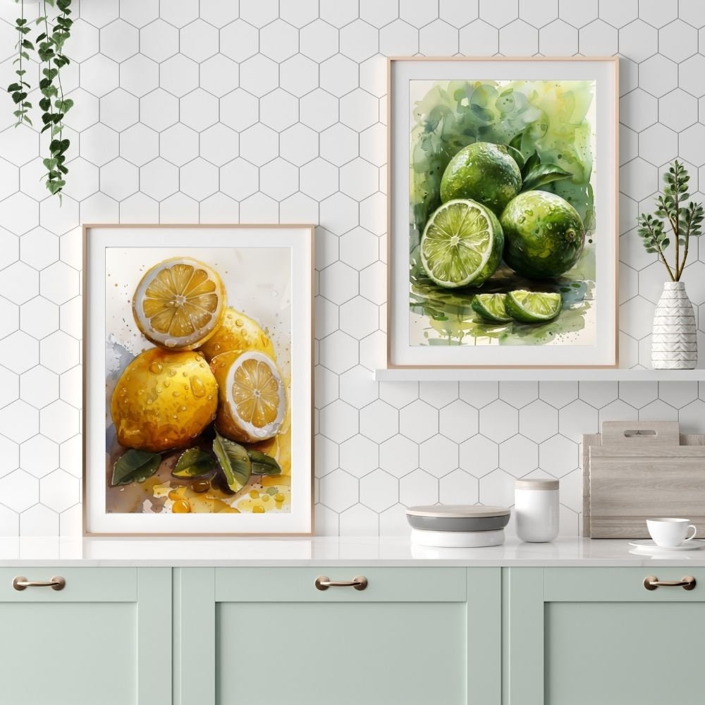 Lemon Fruit Poster Printable Painting Kitchen Wall Art Instant Download ...
