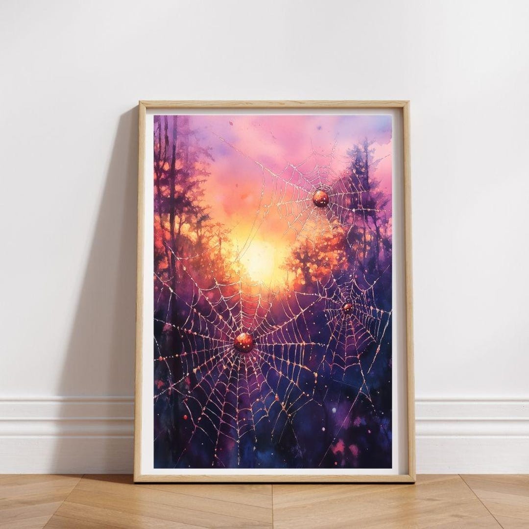 Halloween Spider Webs Poster Printable Painting Wall Art Instant ...