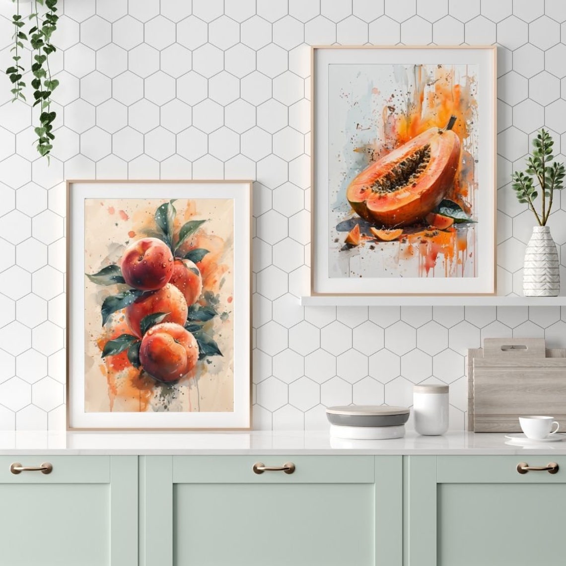 Papaya Fruit Poster Printable Painting Kitchen Wall Art Instant ...