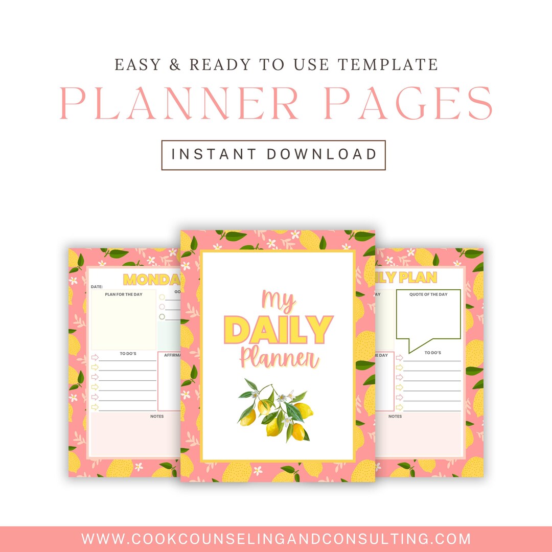 Lemon-themed Planner | Digital Download | Daily, Weekly, and Monthly ...