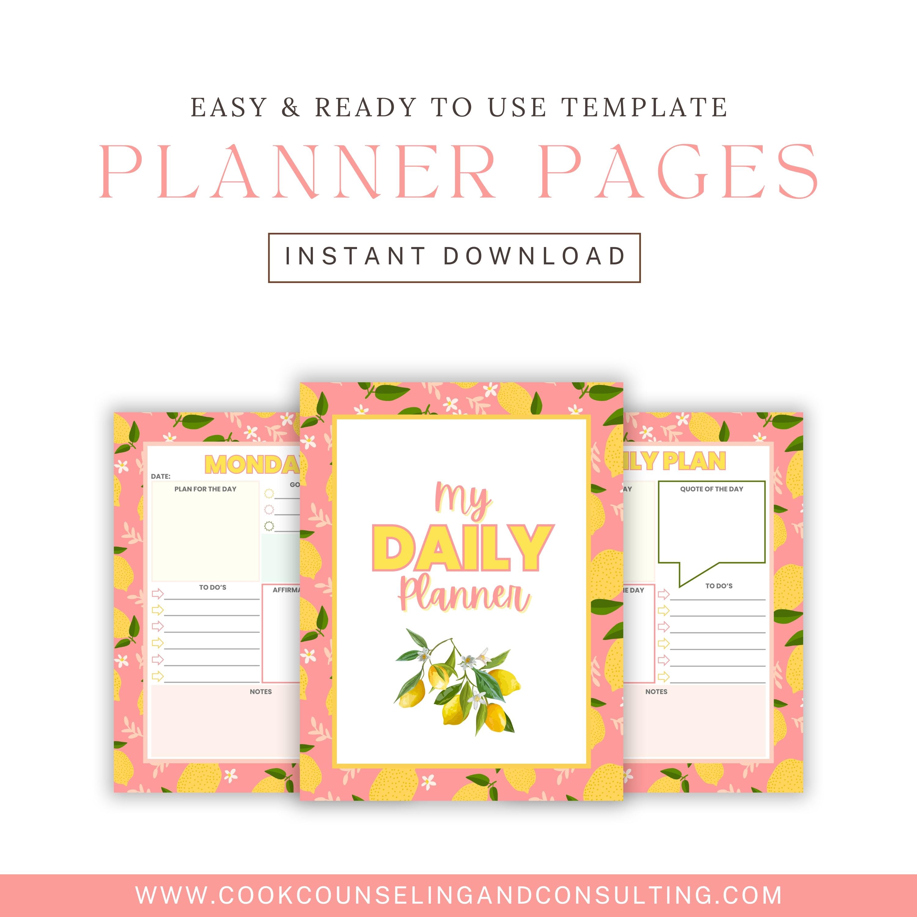 Lemon-themed Planner | Digital Download | Daily, Weekly, and Monthly ...