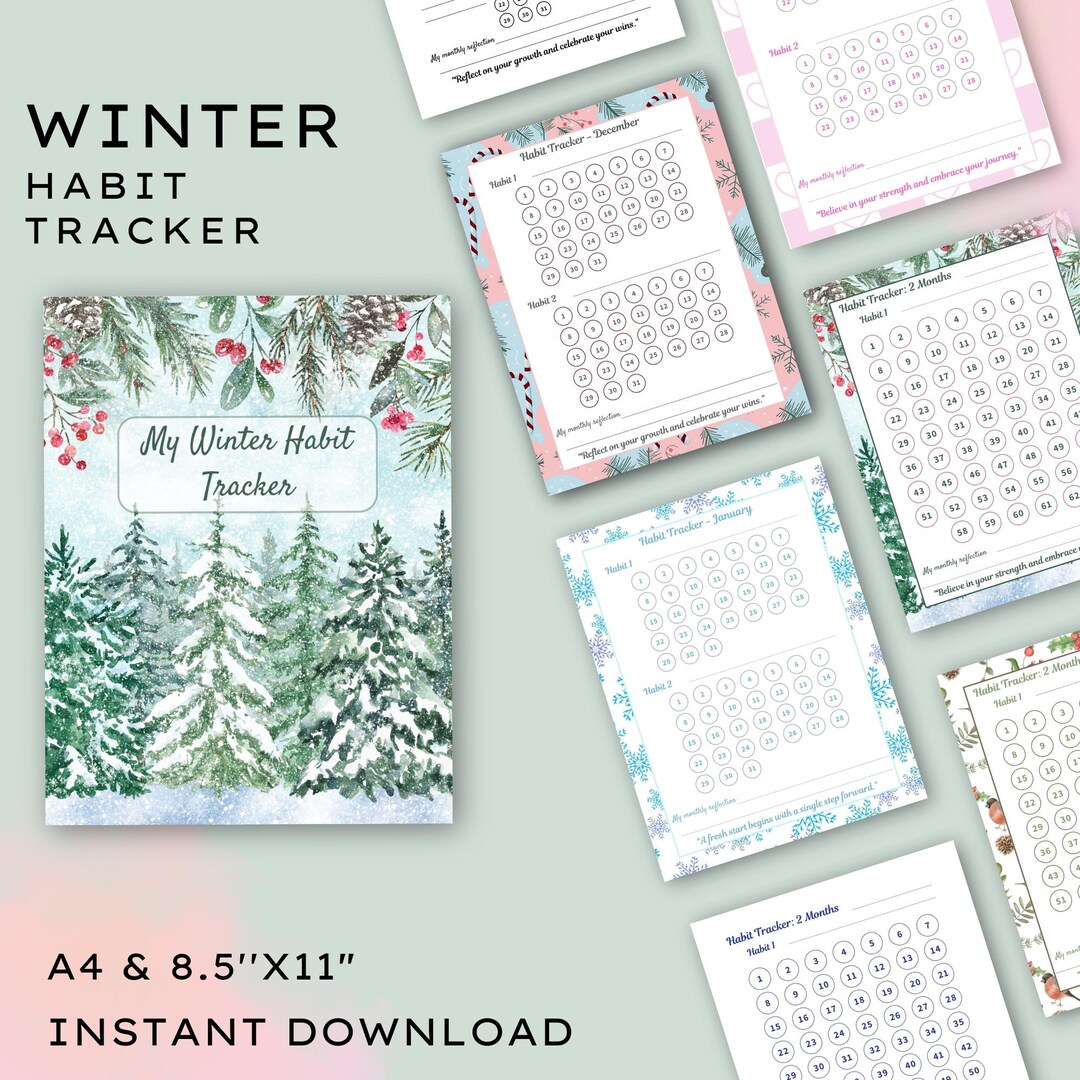 Winter Habit Tracker Printable - 27-page Digital Download | Monthly ...