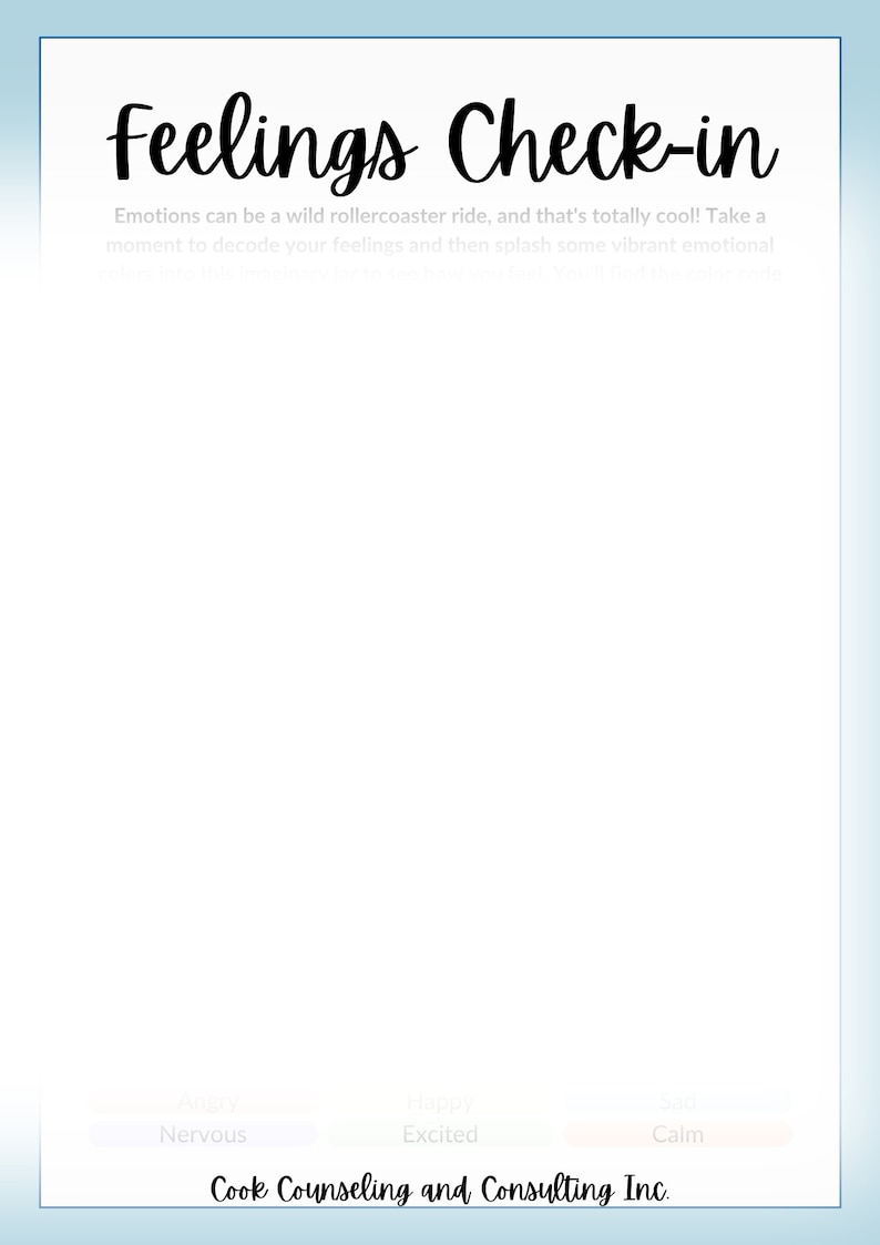 Feelings Check-in Worksheet for Kids | Mental Health & SEL Tool by ...