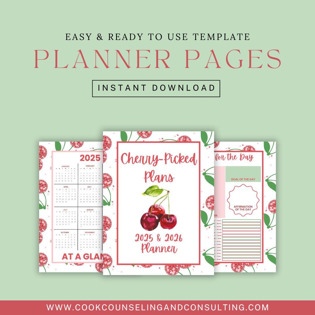 Cherry-themed Planner | Digital Download | Daily, Weekly, and Monthly ...